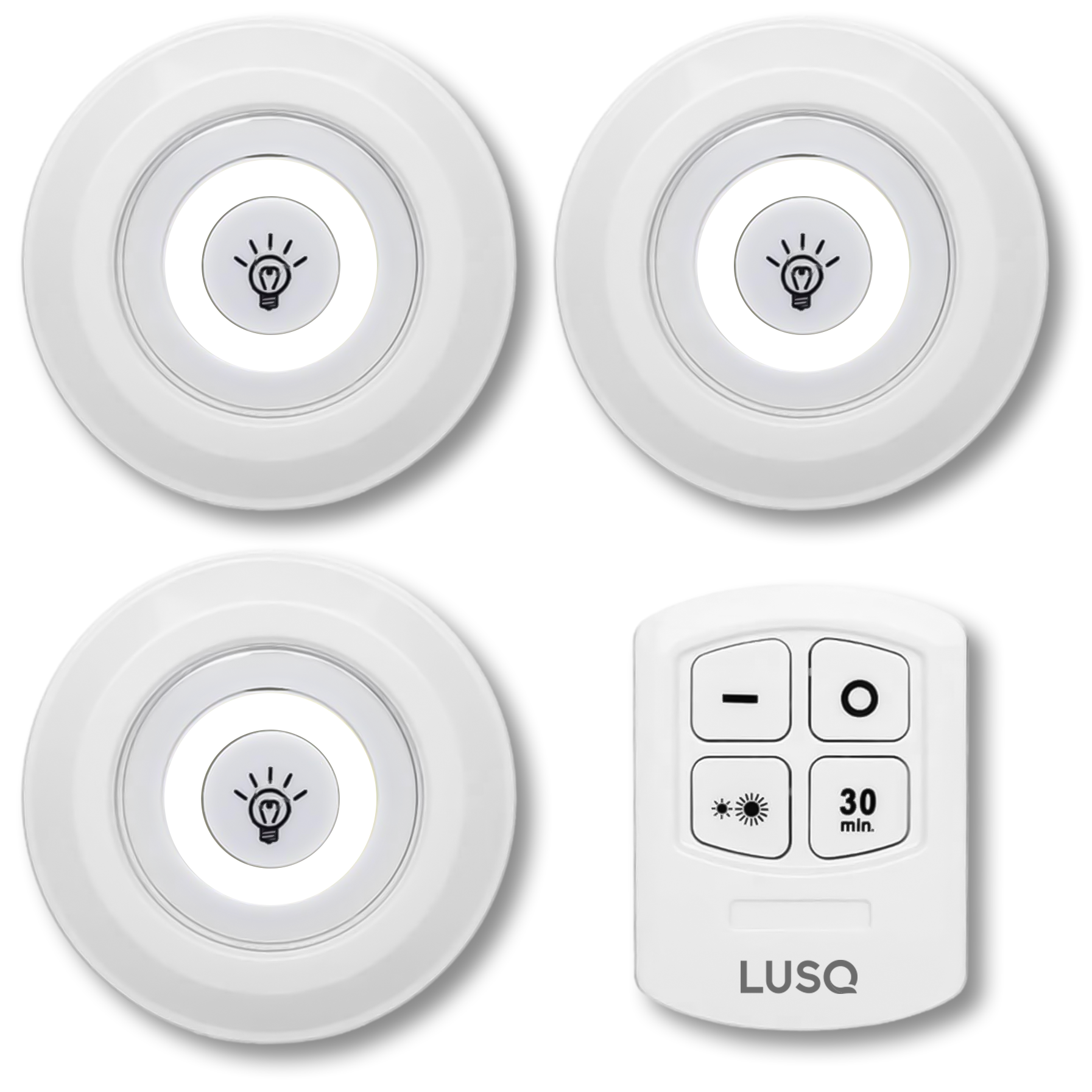 LUSQ® LED Lampen - 3 Stuks - Druklampen - Dimbaar - Afstandsbediening
